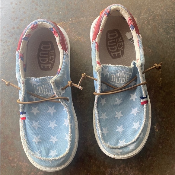 Hey Dude | Shoes | Hey Dude Kids Wally Youth American Denim Star Blue ...